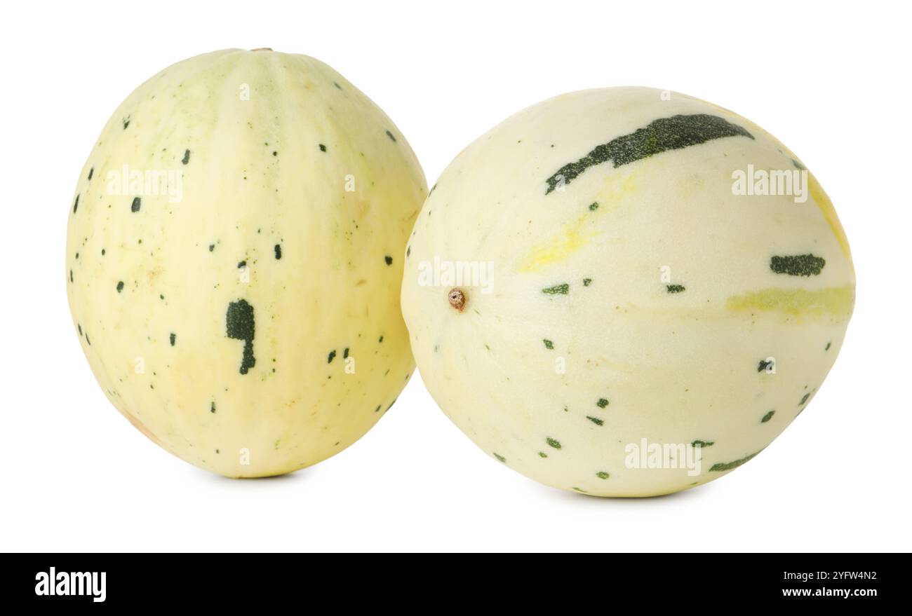 Two fresh ripe melons isolated on white Stock Photo - Alamy