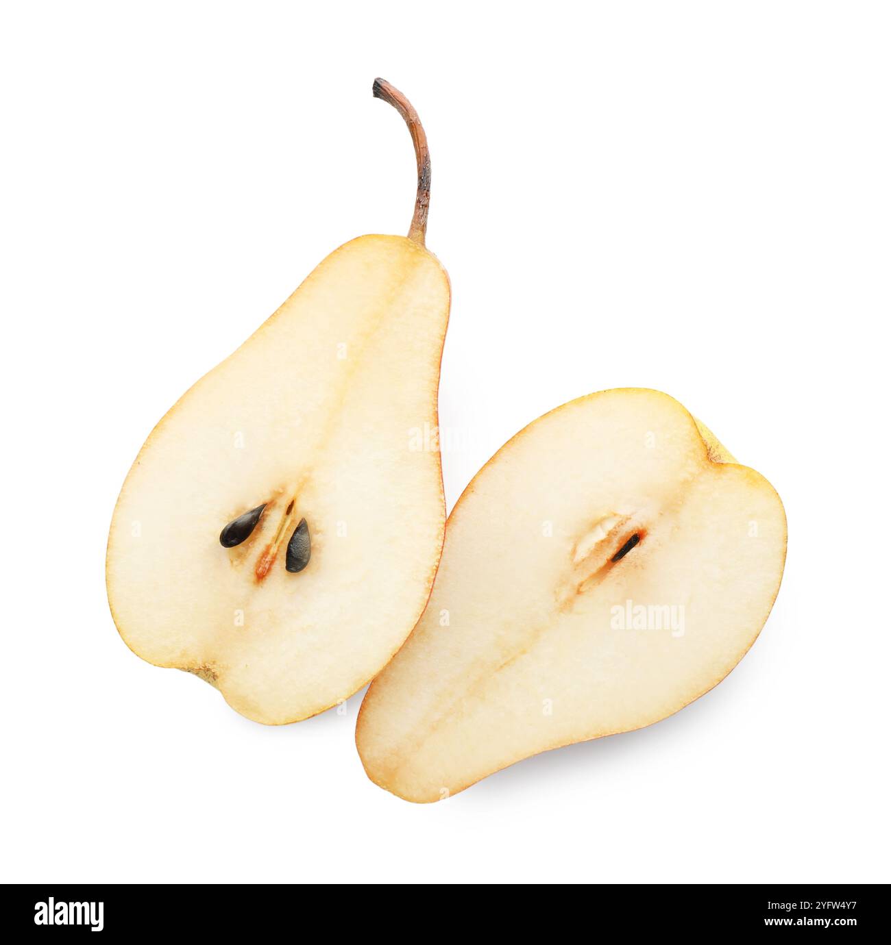 Two halves yellow pear Cut Out Stock Images & Pictures - Alamy