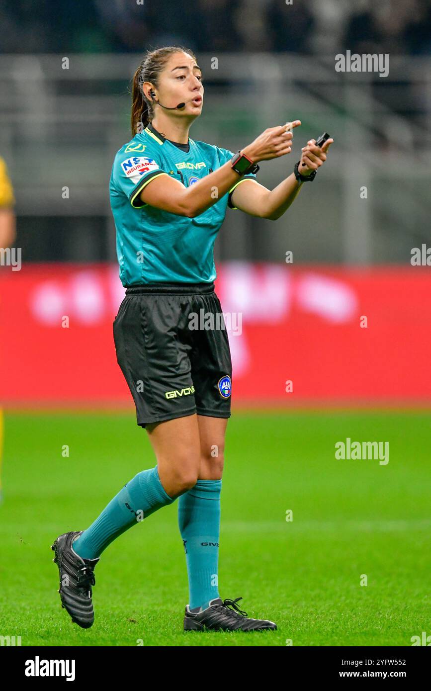 Referee Maria Sole Ferrieri Caputi seen in action during the Serie A ...