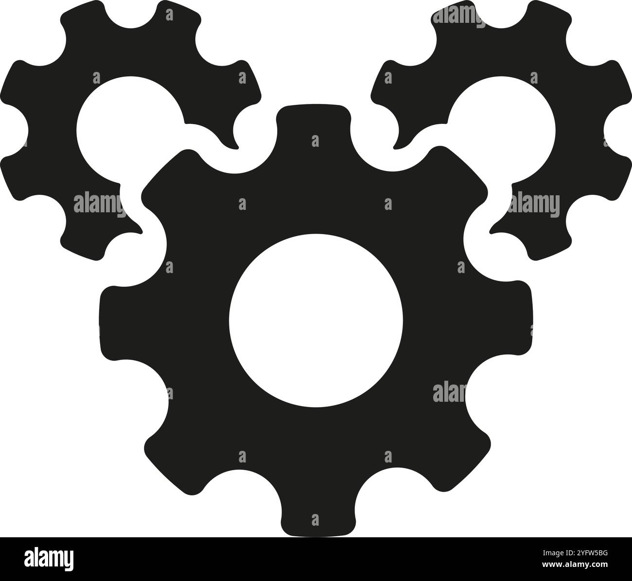 Gears Silhouette Icon for Settings and Configuration in Technical ...