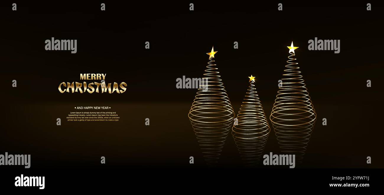 Gold christmas line illustration template Stock Vector Images - Alamy