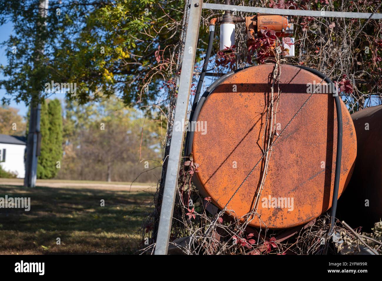 rusted diesel fuel dispensing tank on a rural farm Stock Photo - Alamy