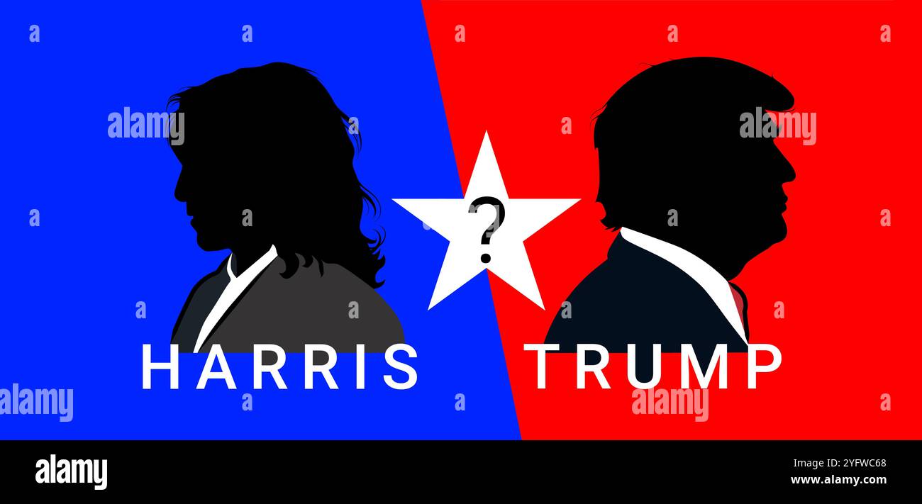 Character Illustration of Kamala Harris facing off against Donald Trump ...