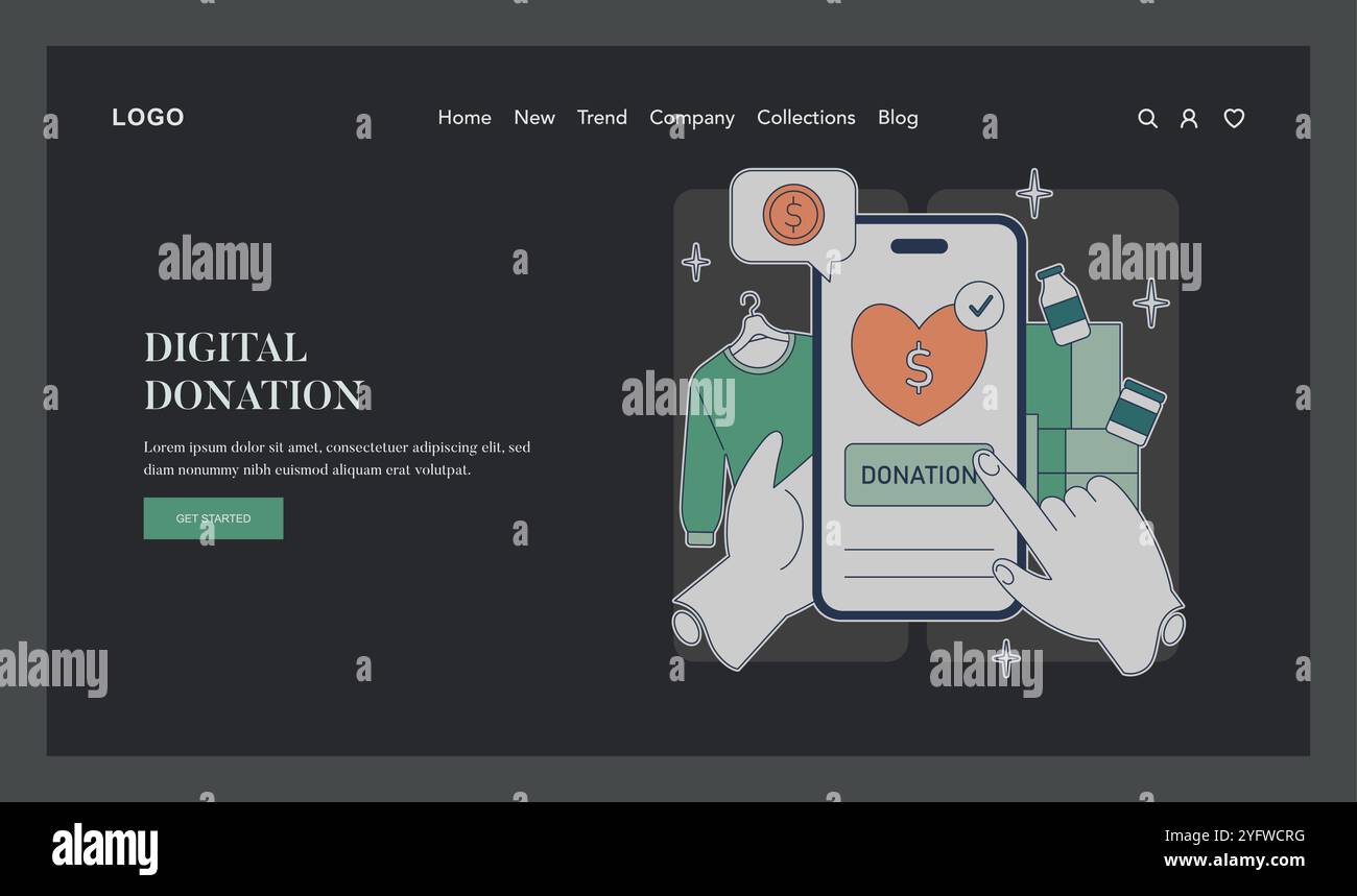 Giving Tuesday concept. Heartwarming digital charity acts through a ...