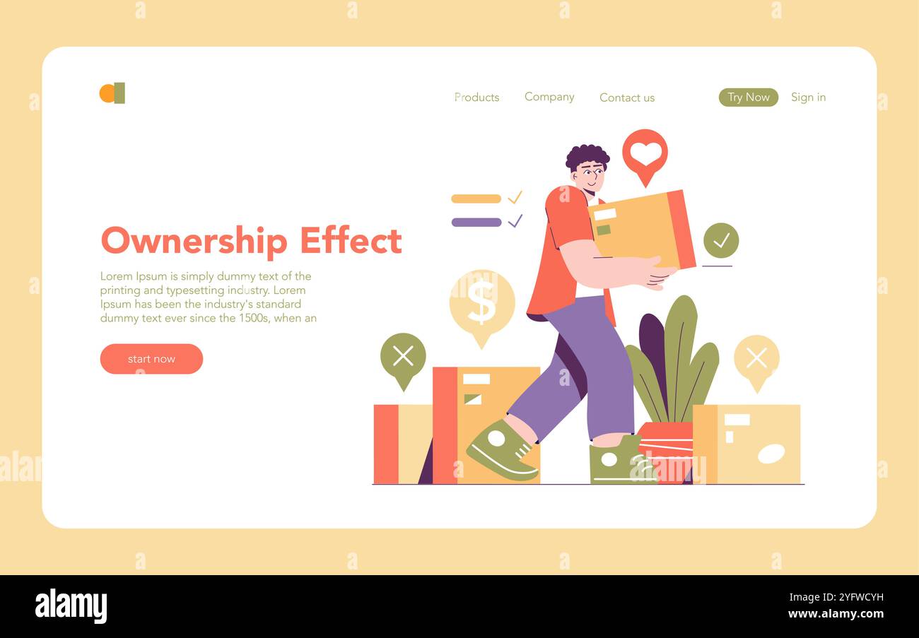 Behavioral Economics concept. Illustration of a person embracing a ...