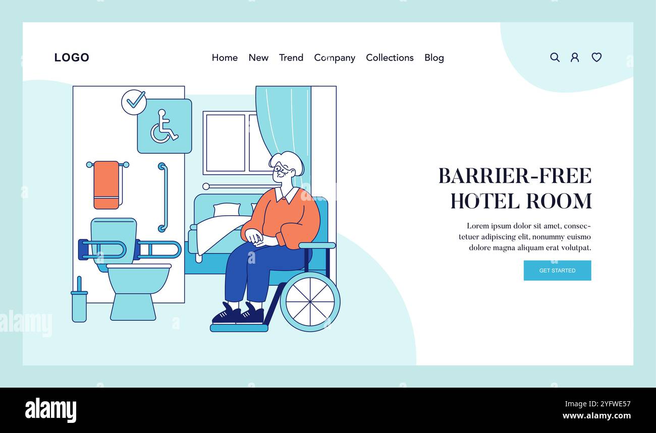 Disabled travel concept. An accessible hotel room designed to ...