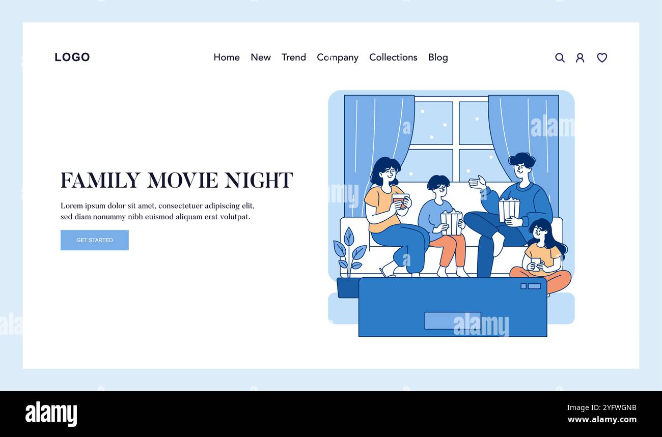 Family Movie Night concept. Cozy scene of a family enjoying films at ...