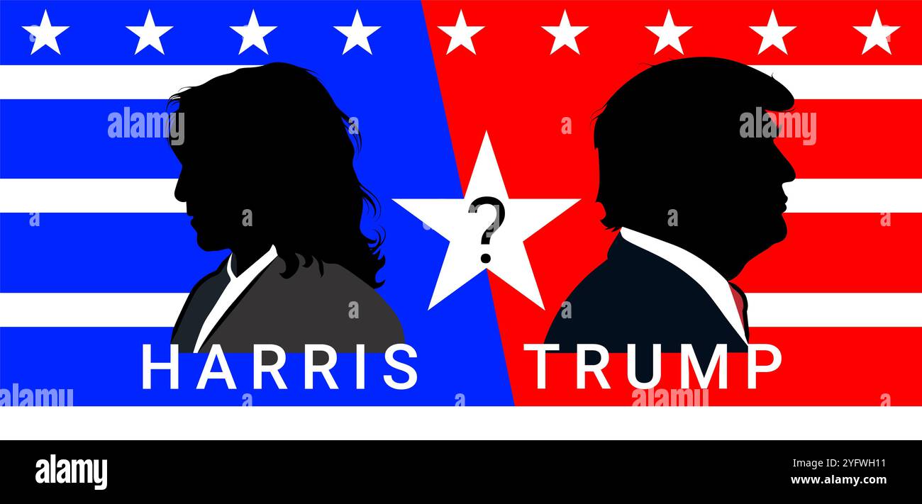 Character Illustration of Kamala Harris facing off against Donald Trump ...