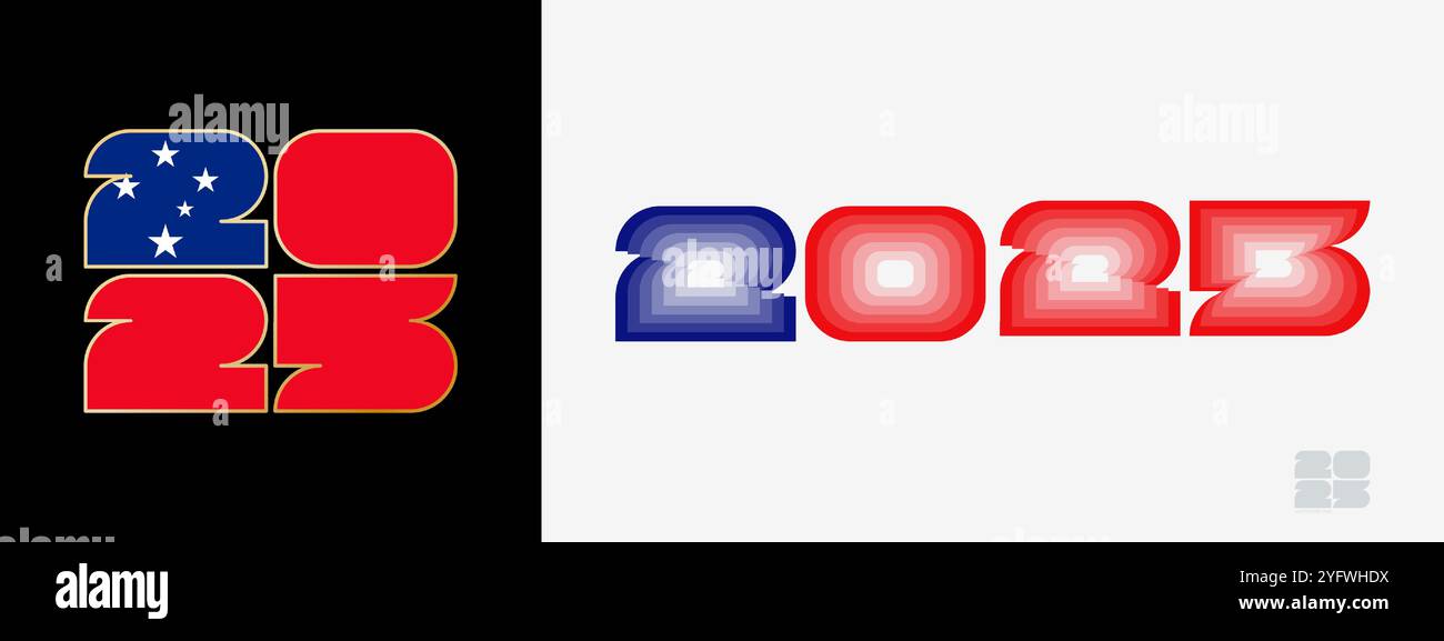 Year 2025 with flag of Samoa and in color palate of Samoa flag. Happy ...