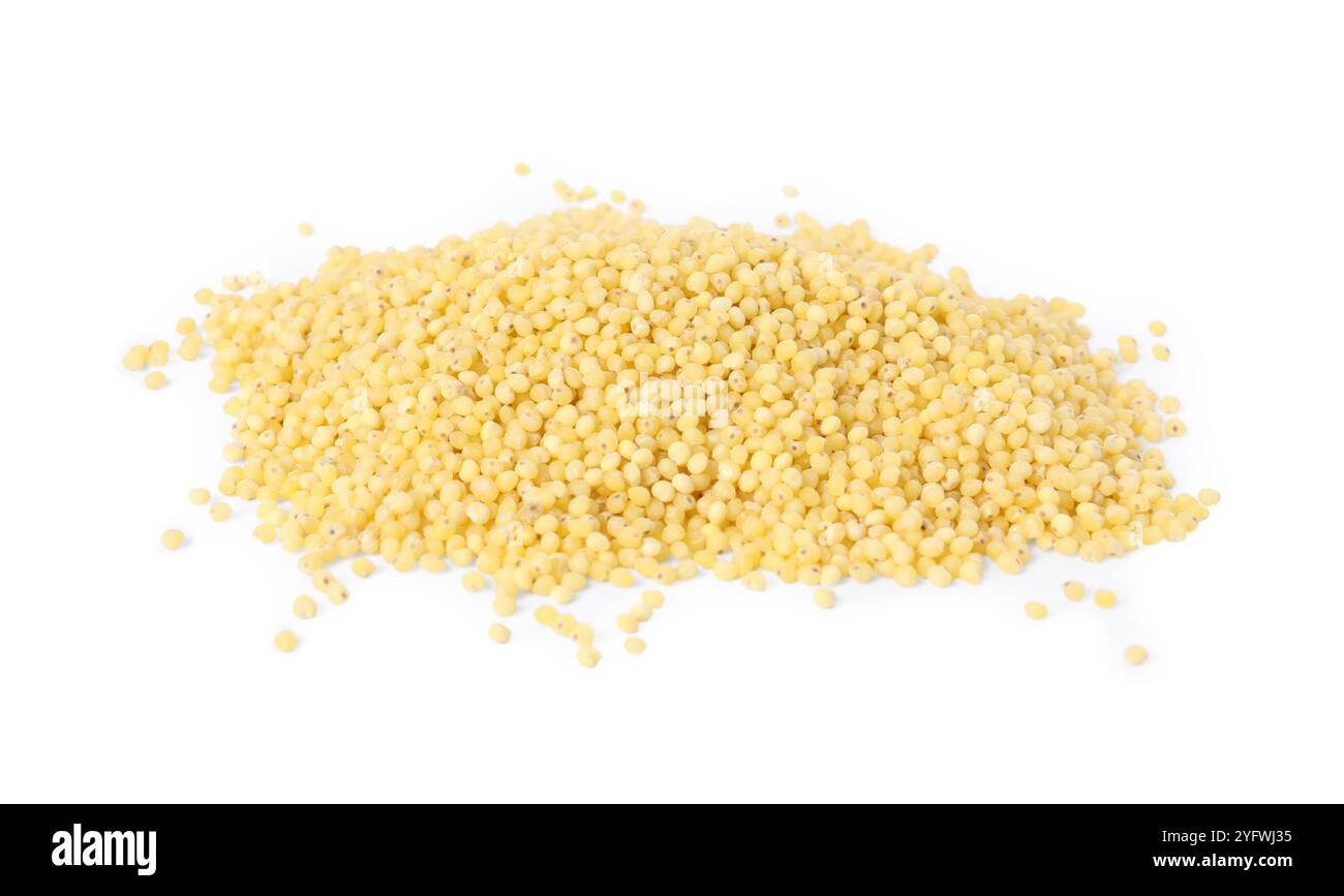 Pile of raw millet groats isolated on white Stock Photo - Alamy