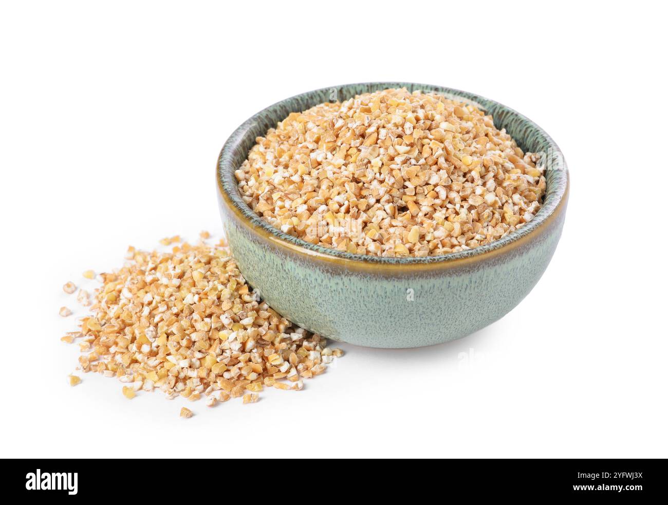 Dry wheat groats in bowl isolated on white Stock Photo - Alamy