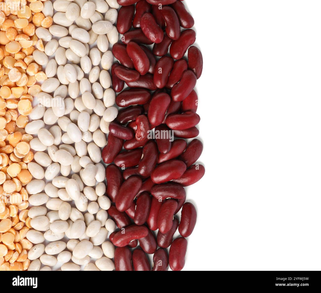 Different types of legumes isolated on white, top view Stock Photo - Alamy