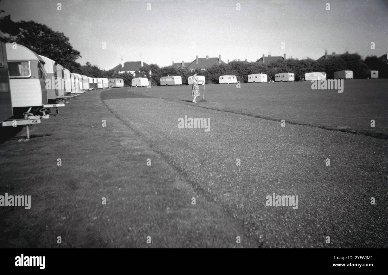 1950s, historical, caravan site, a collection of caravans positioned in ...