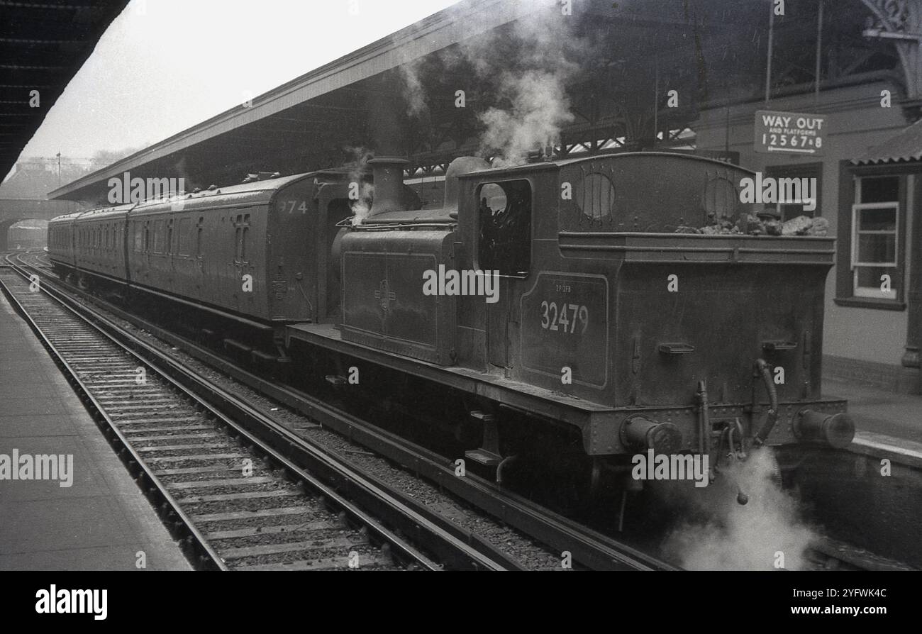 1950s, historical, train carriages and steam locomotive, No 32479 (BR ...