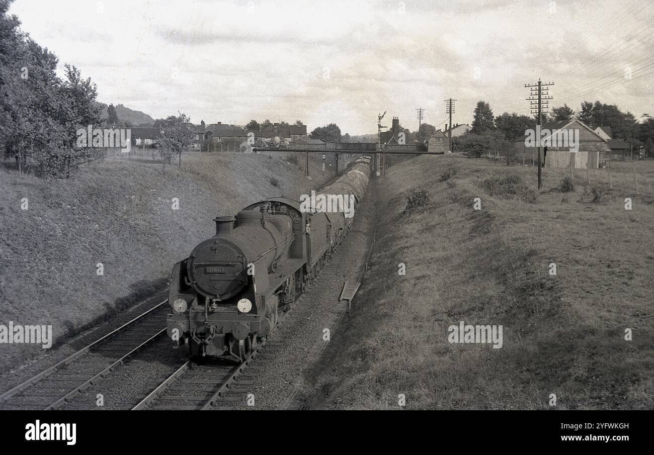 Late 1950s, historical, steam locomotive, No 31867 (SECR N class) on ...