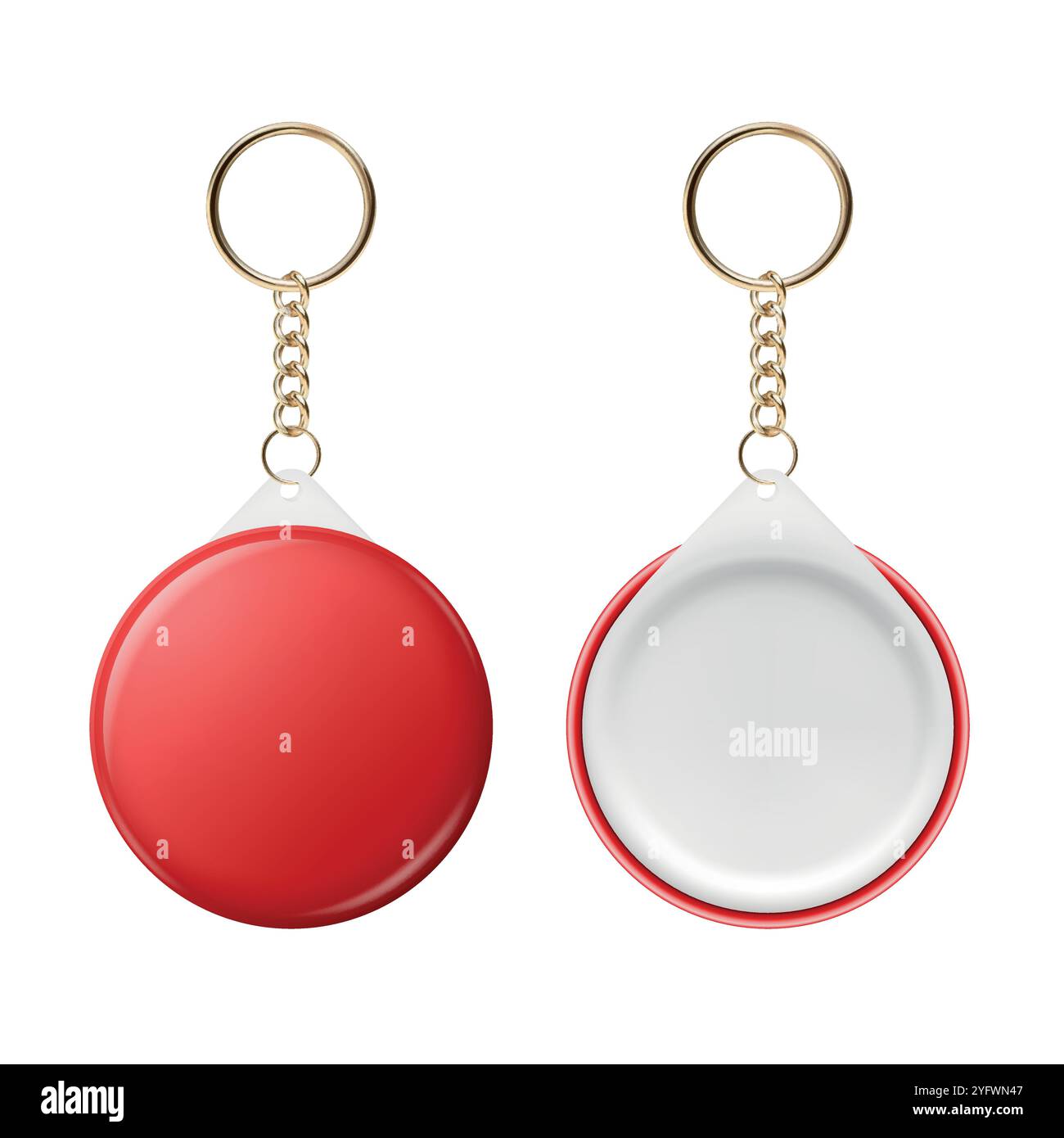 Vector 3d Realistic Round Keychain, Design Template for Printing ...