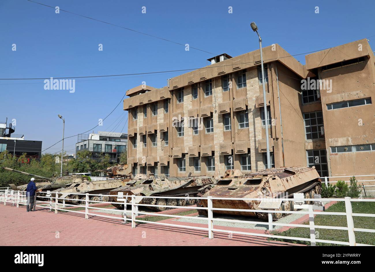Tanks displayed at the Red Prison museum site in Iraqi Kurdistan Stock ...