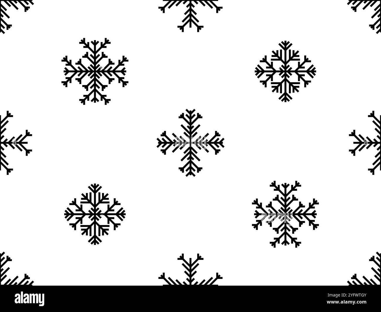 Snowflakes seamless pattern. Black silhouettes of snowflakes on a white ...