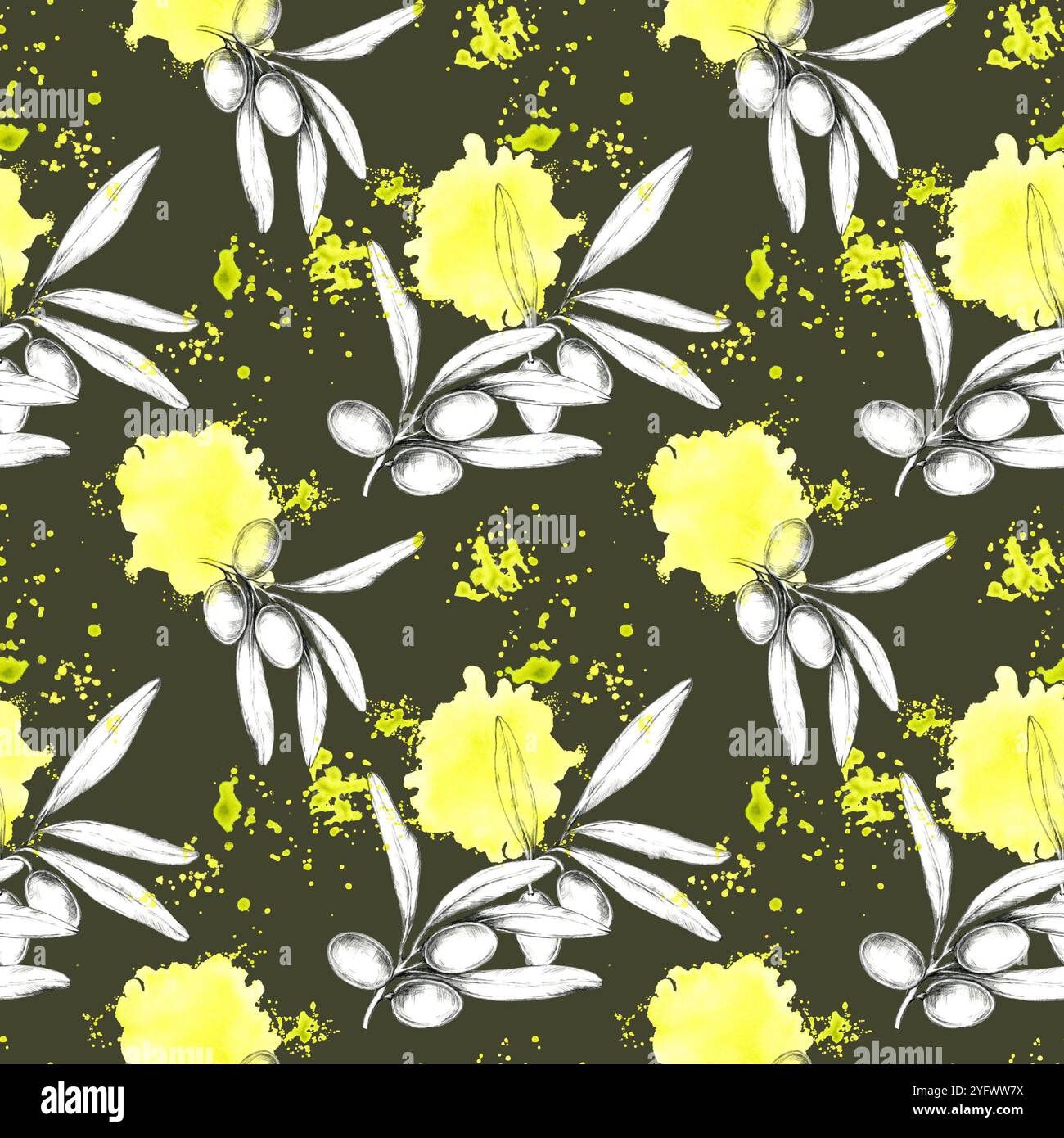 Olive olives branch illustration hi-res stock photography and images ...