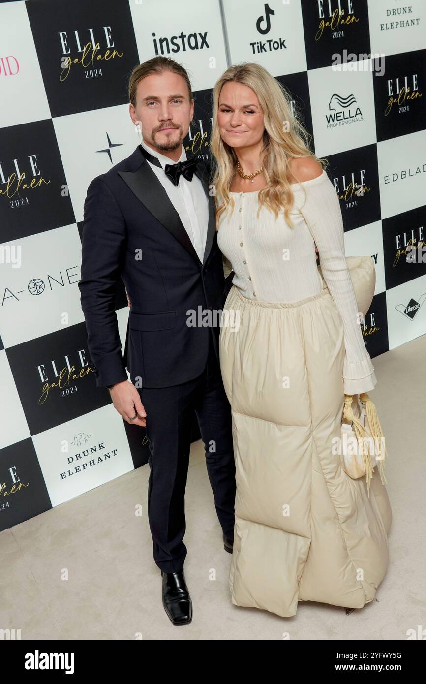 Oslo 20241105. Susanne Holzweiler and Tobias Alexander Tjorstad arrive on the red carpet at the ...