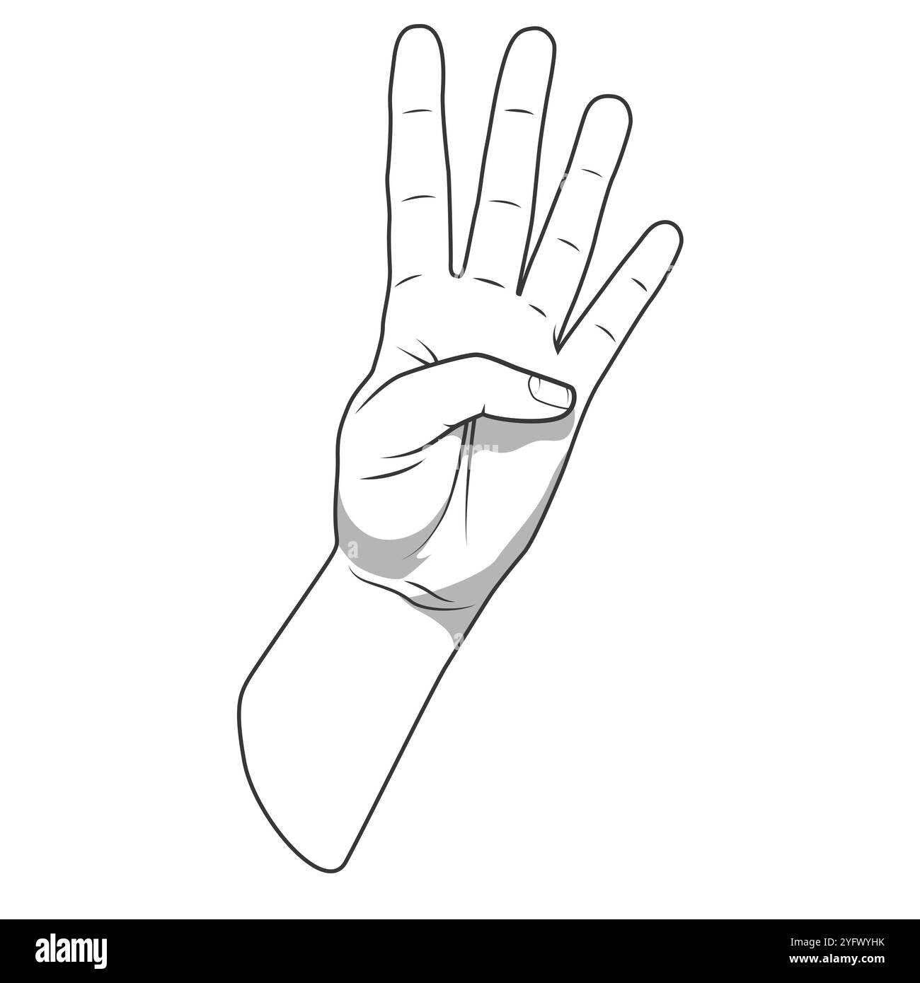 Palm hand number four gesture vector illustration Stock Vector Image ...