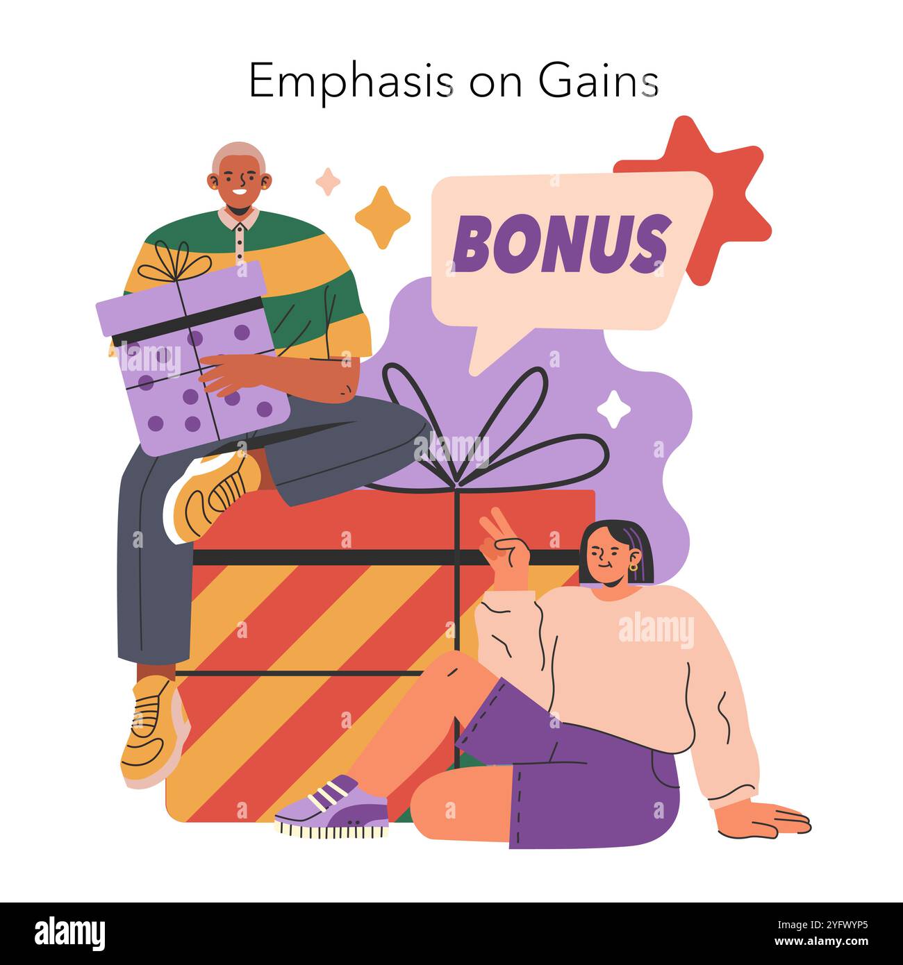 Cognitive Framing concept. Illustration of people with gifts ...