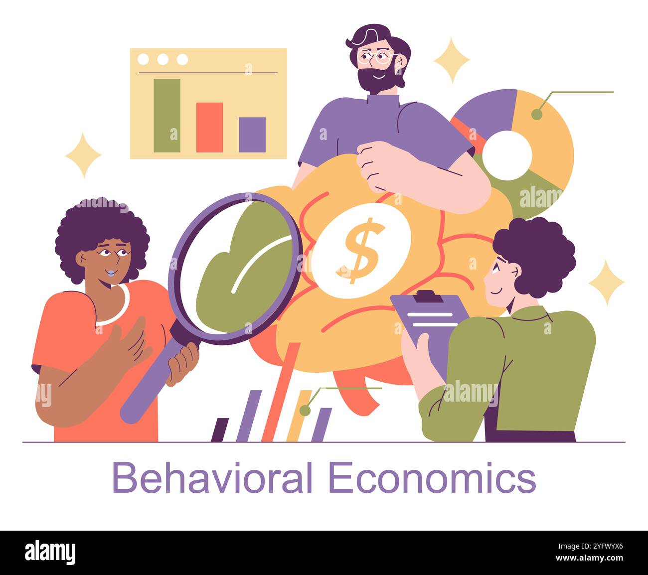 Behavioral Economics concept. Analysts study financial patterns and ...