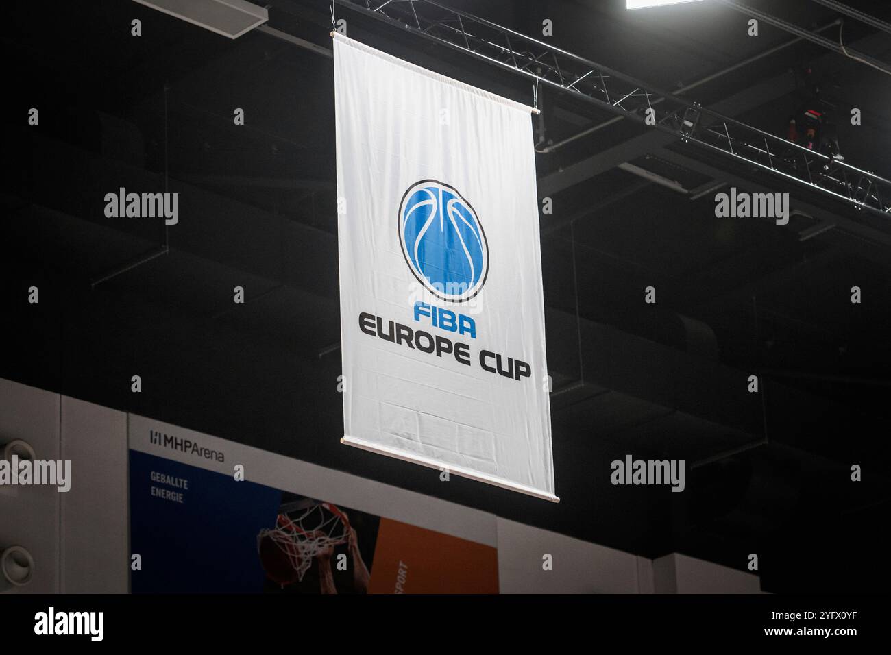 Feature: FIBA EUROPE CUP - Fahne an der Decke der MHP Arena / GER, MHP ...