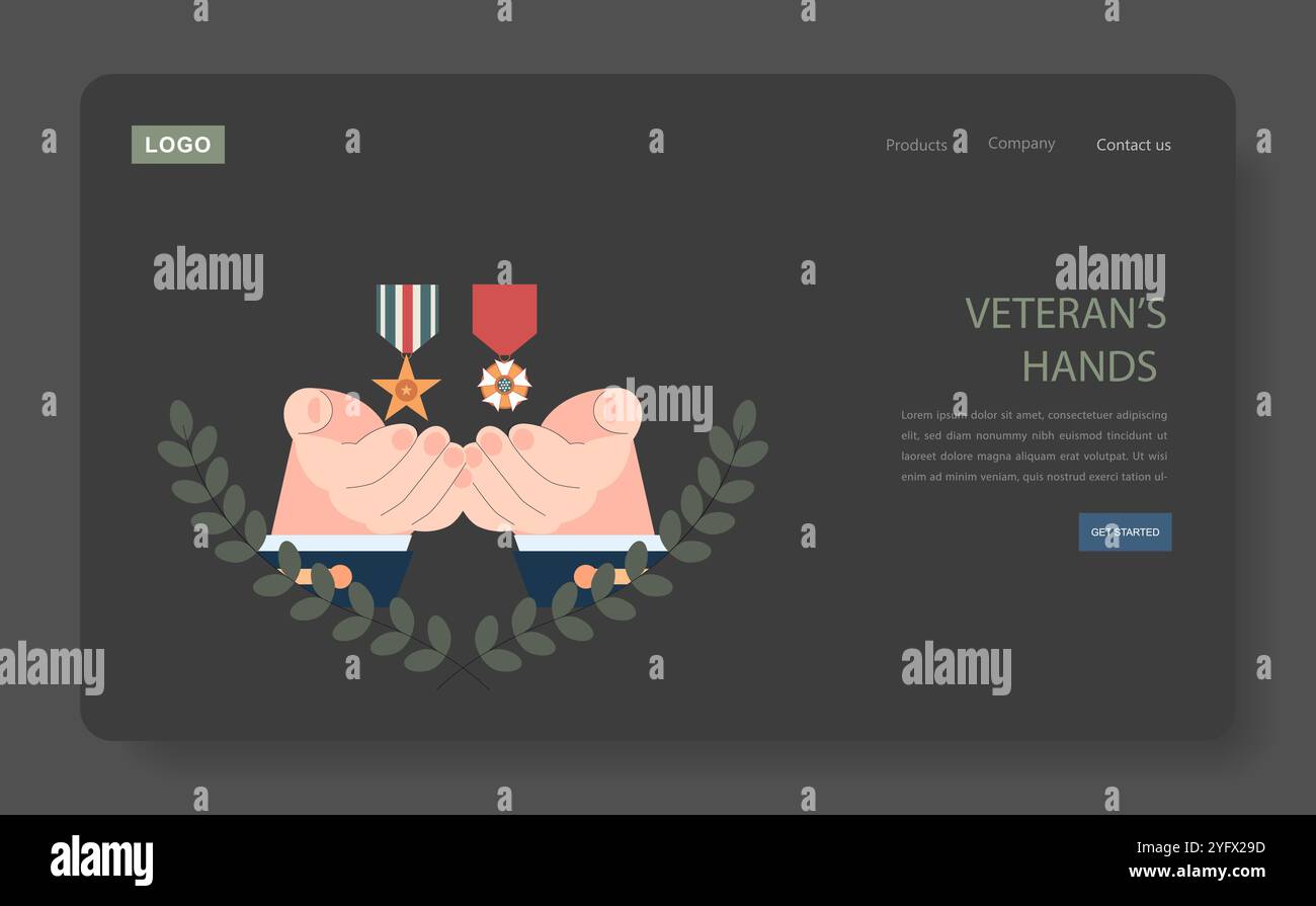 Veteran appreciation concept. Illustration of hands holding military ...