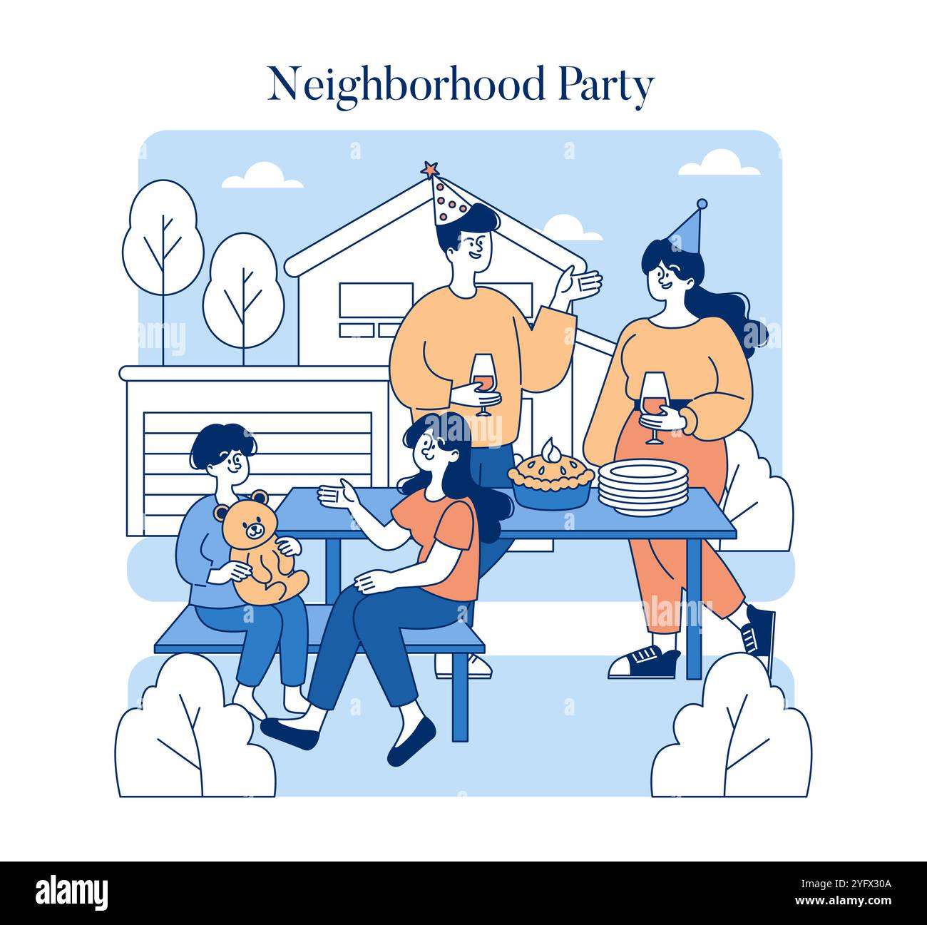 Neighborhood party children Stock Vector Images - Alamy
