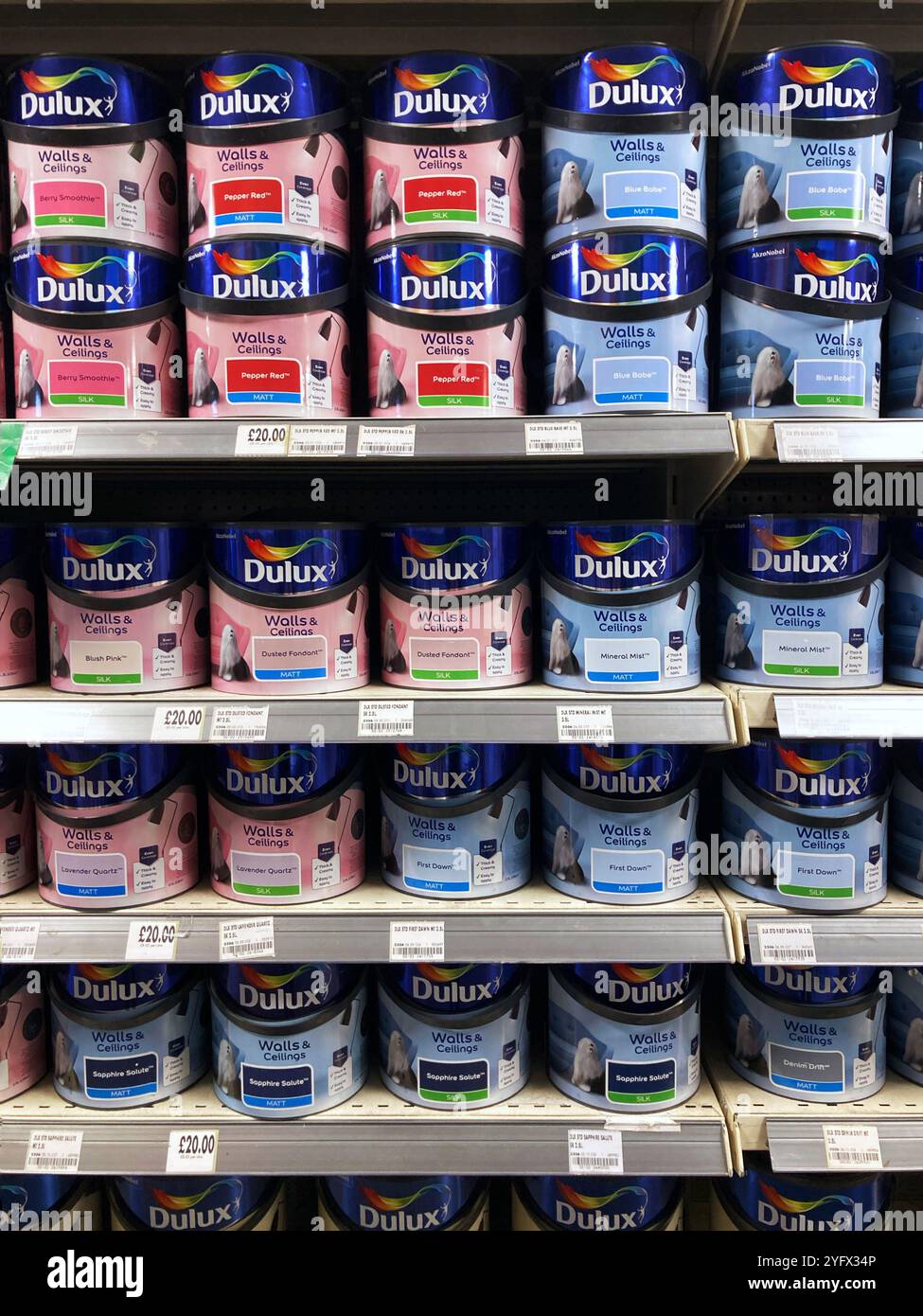 Choice of Dulux emulsion paint in different colours at the local DIY ...