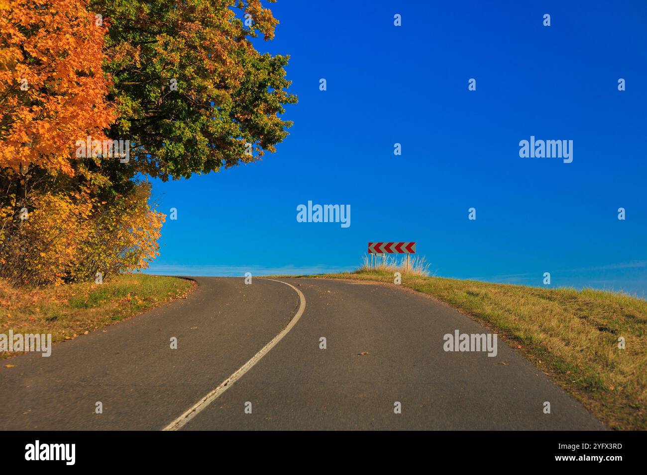 Autumn landscape, road and highway, asphalt and roadside Stock Photo ...