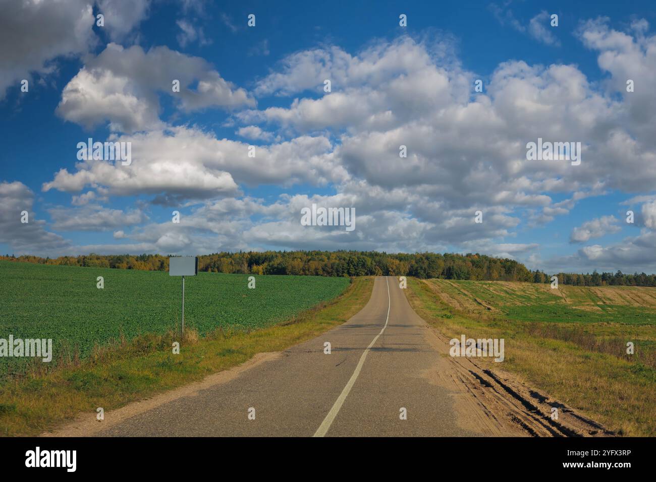 Autumn landscape, road and highway, asphalt and roadside Stock Photo ...