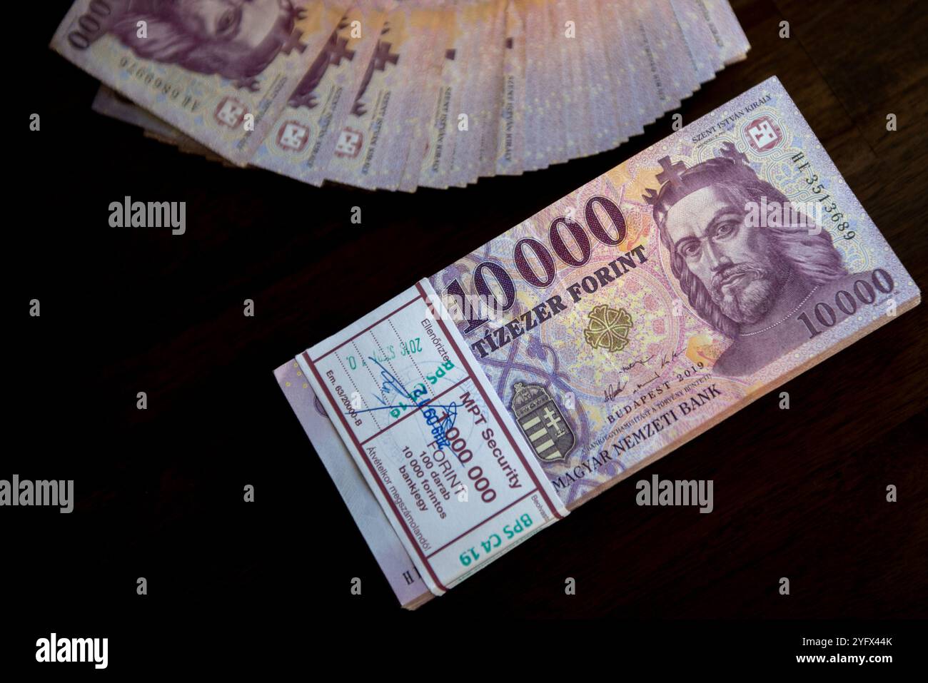 Stack of the 10000 forint banknotes. Hungarian forint. Stacks of 10000 ...
