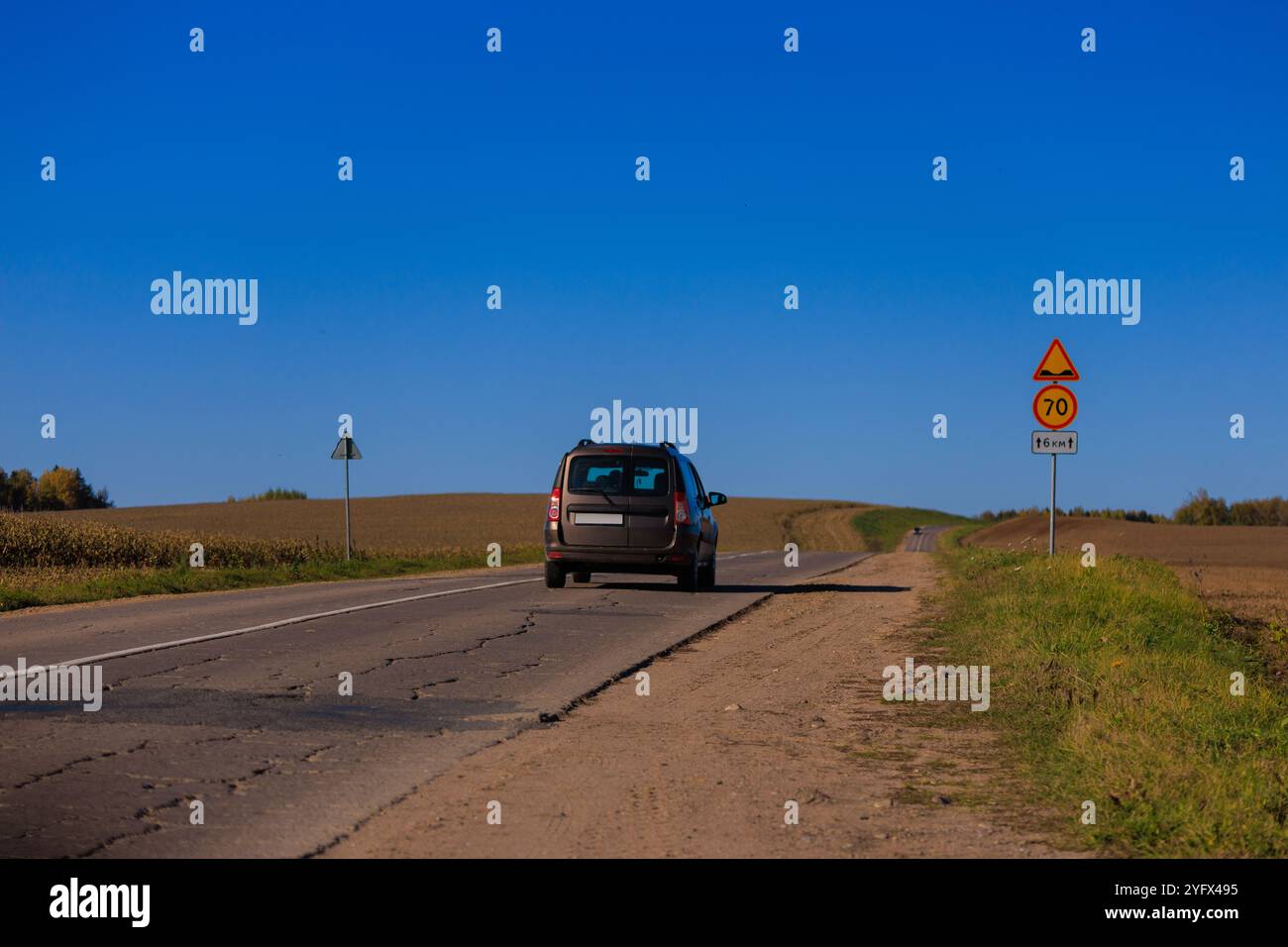 Autumn landscape, road and highway, asphalt and roadside Stock Photo ...