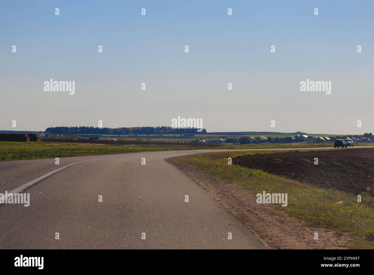 Autumn landscape, road and highway, asphalt and roadside Stock Photo ...