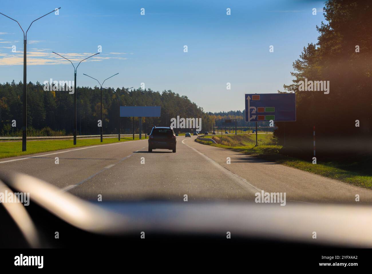 Autumn landscape, road and highway, asphalt and roadside Stock Photo ...