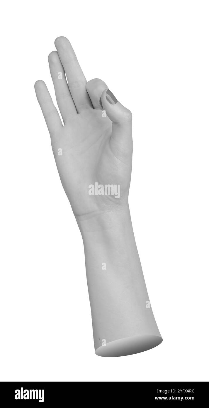 female hand making an OK gesture, with the thumb and index finger ...