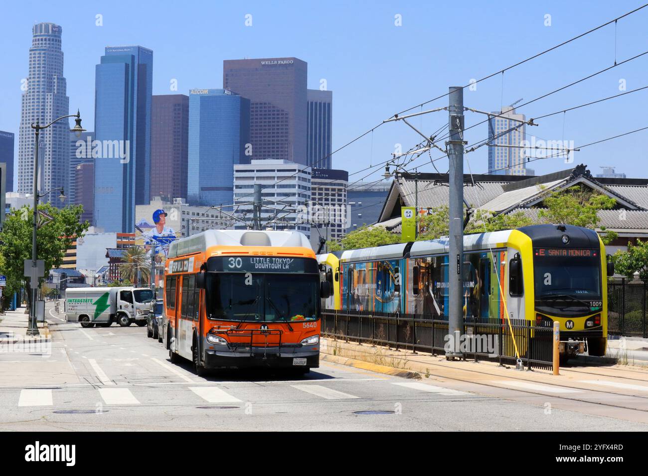 Los Angeles, California: LA METRO Bus in downtown Los Angeles. LA METRO ...