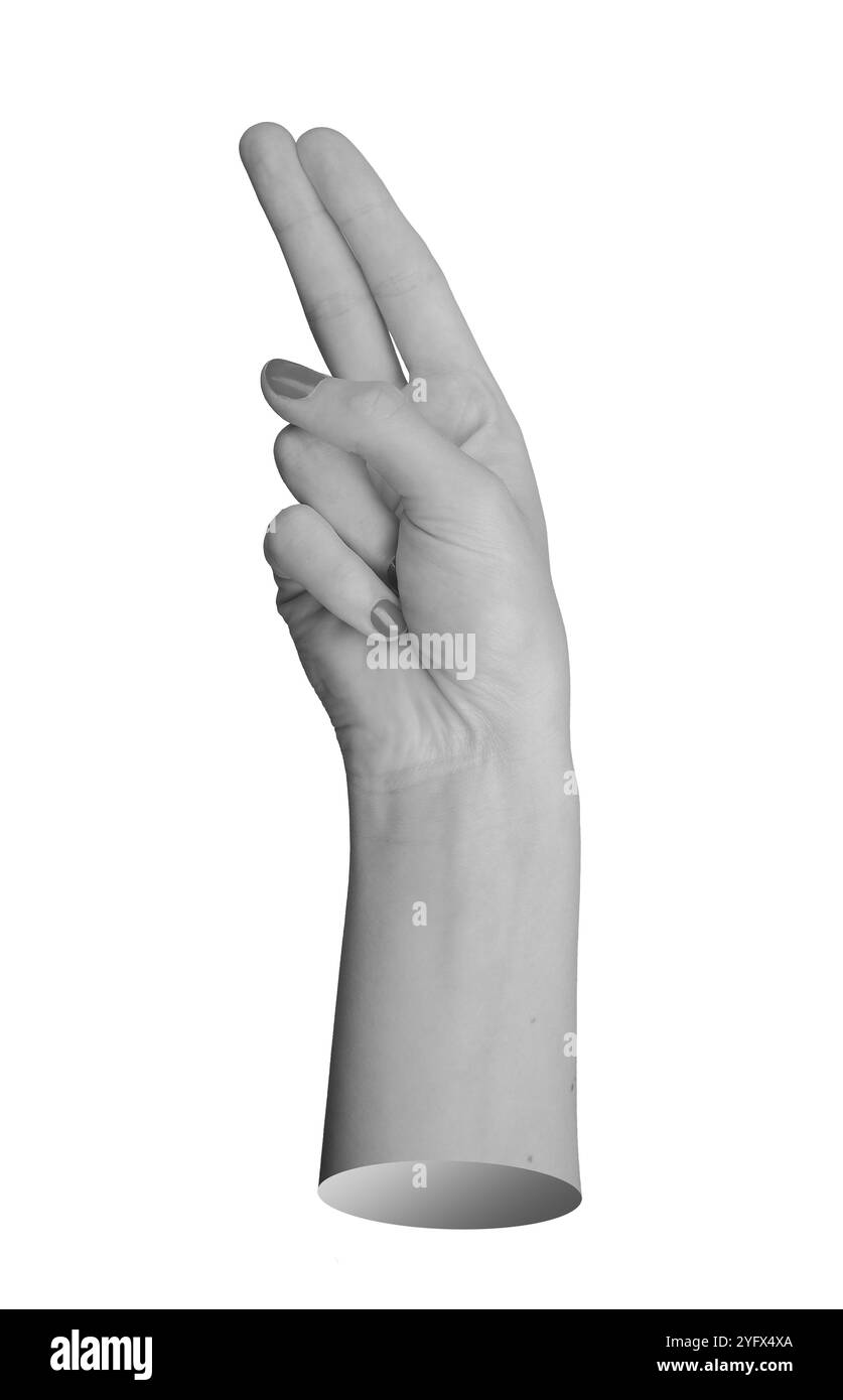 hand with the index and middle fingers raised together in a gesture ...