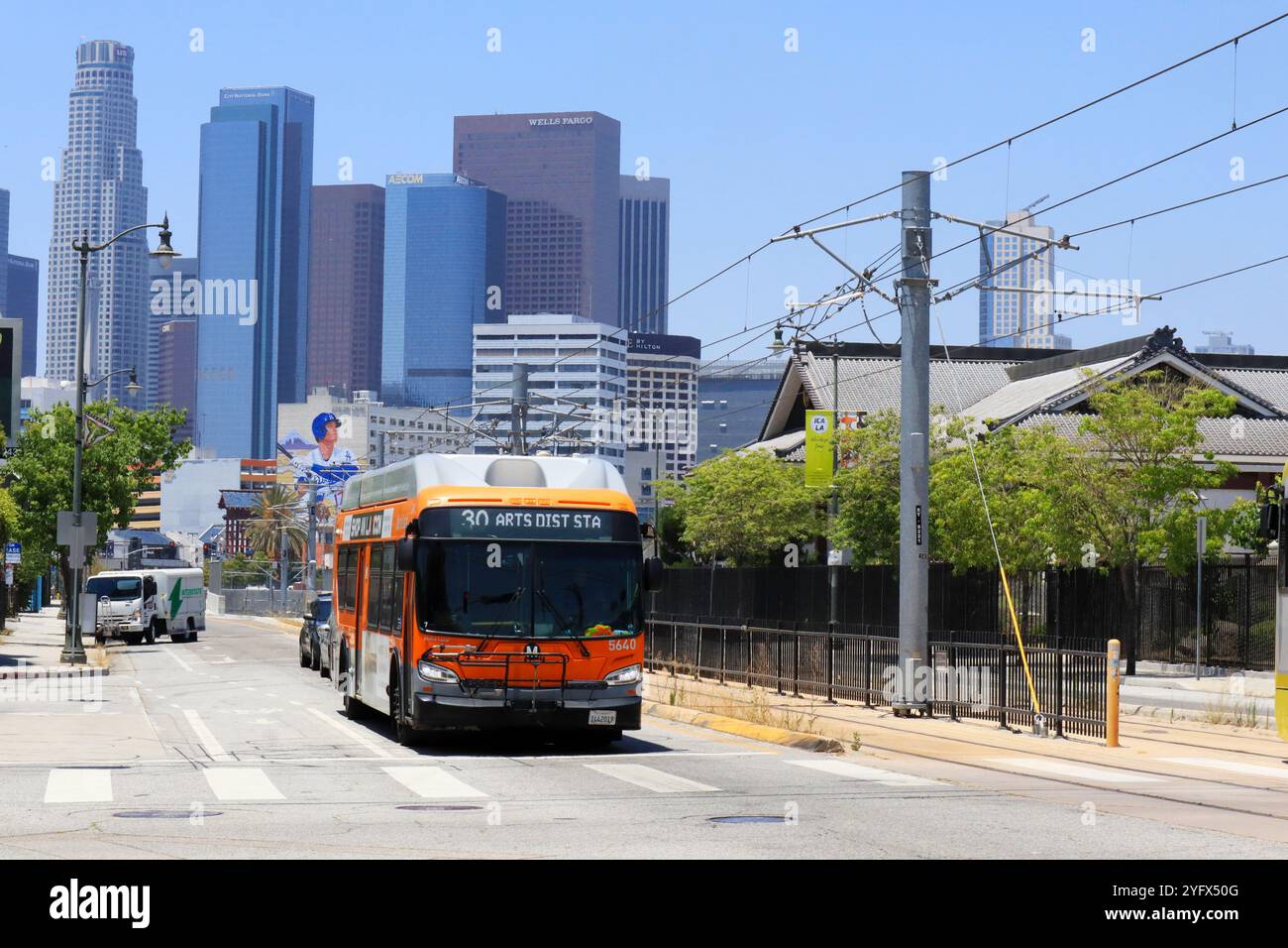 Los Angeles, California: LA METRO Bus in downtown Los Angeles. LA METRO ...