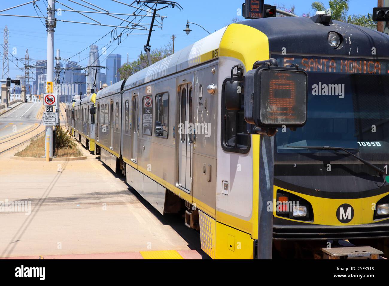 Los Angeles, California: Los Angeles METRO Rail train in downtown Los Angeles. LA METRO is a The ...