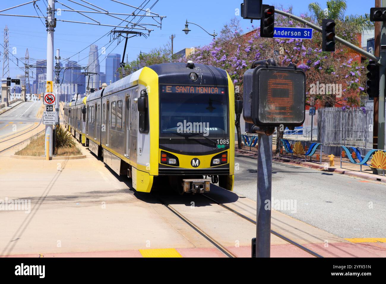Los Angeles, California: Los Angeles METRO Rail train in downtown Los ...