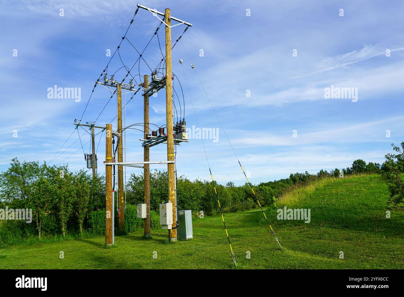 New modern transition of a medium voltage overhead line into an ...