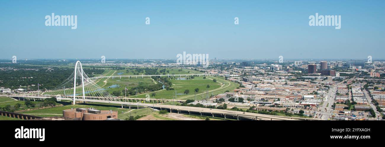 View of the Margaret McDermott Bridge from the Reunion Tower, Dallas ...