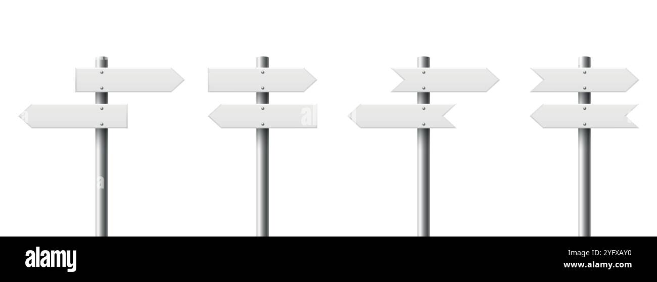 Realistic Blank Sign Post Set. Realistic Road Signboard. Plywood ...