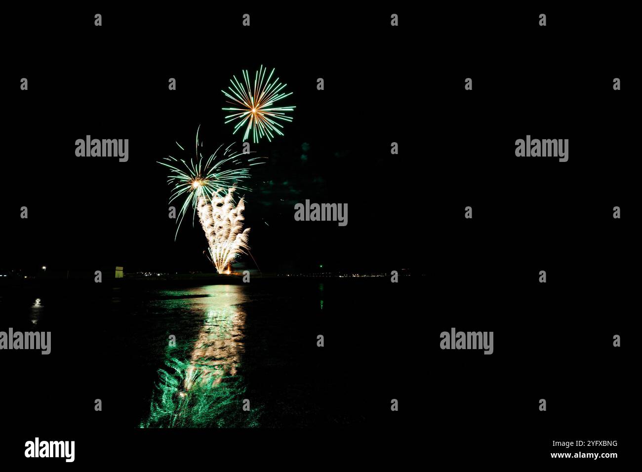 2 Nov. 2024. Thurso, Scotland. Fireworks light the night sky above ...