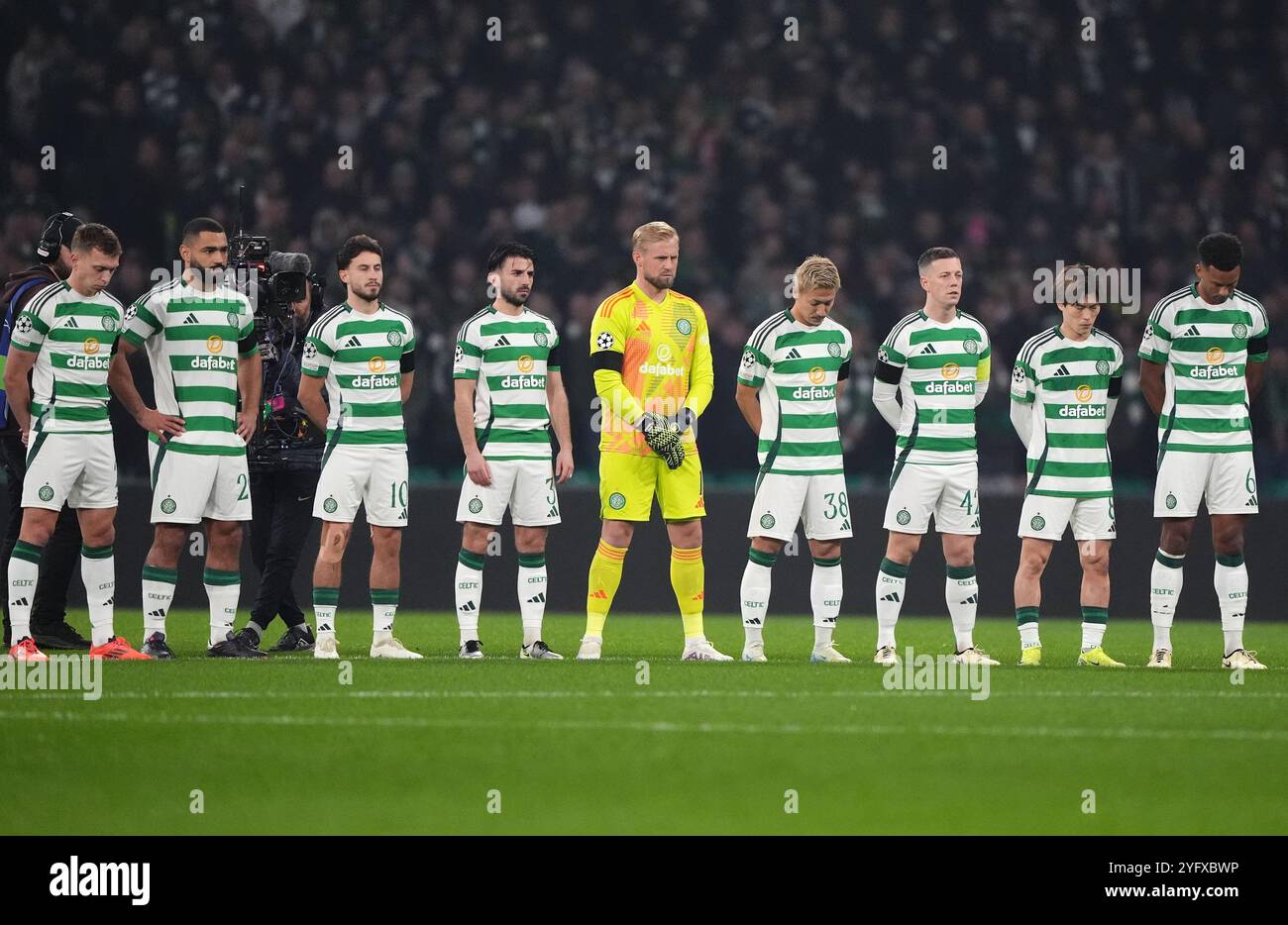 Celtic players line up ahead of the UEFA Champions League, league stage ...