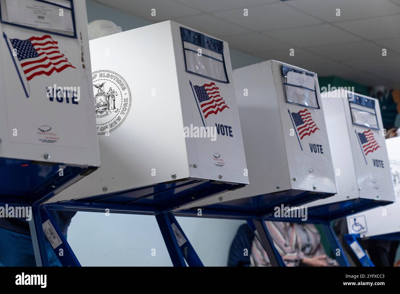 New York, New York, USA. 5th Nov, 2024. Voting booths seen during ...