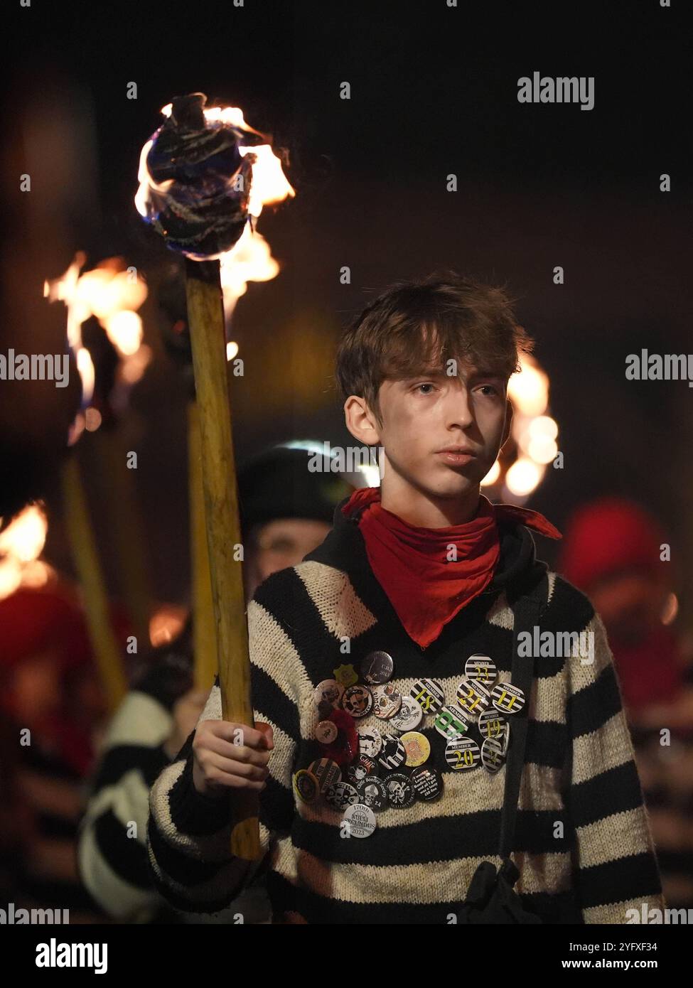 Participants during the parade through the town of Lewes in East Sussex ...